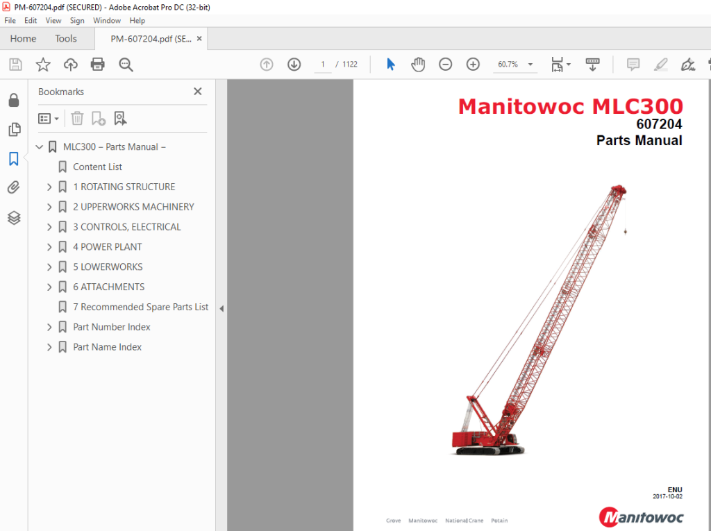 Manitowoc Crane MLC300 Parts Manual 607204 - PDF DOWNLOAD ...