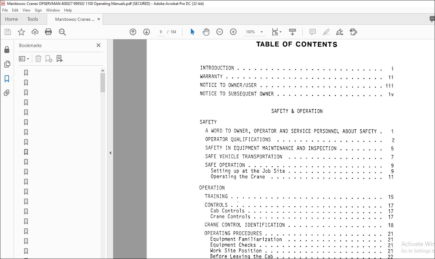 Manitowoc Grove 1100 Series Crane Operating Manual PDF - HeyDownloads ...