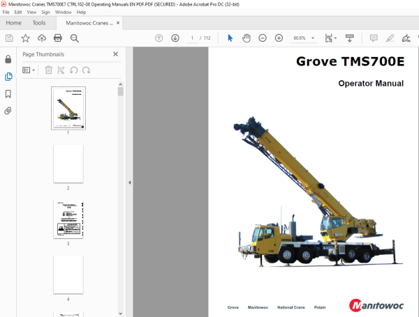 Manitowoc Grove Crane TMS700E Operator Manual – PDF DOWNLOAD ...
