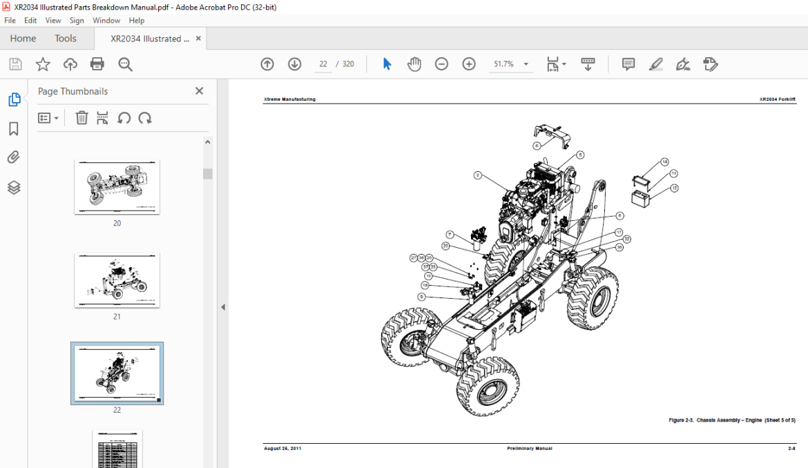 Xtreme Telehandler XR2034 Forward Reach Forklift Parts Breakdown Manual ...
