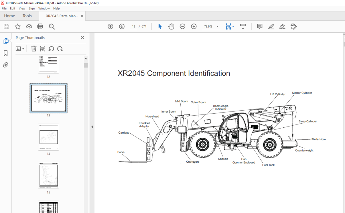 Xtreme Telehandler XR2045 Forklift Parts Manual - PDF DOWNLOAD