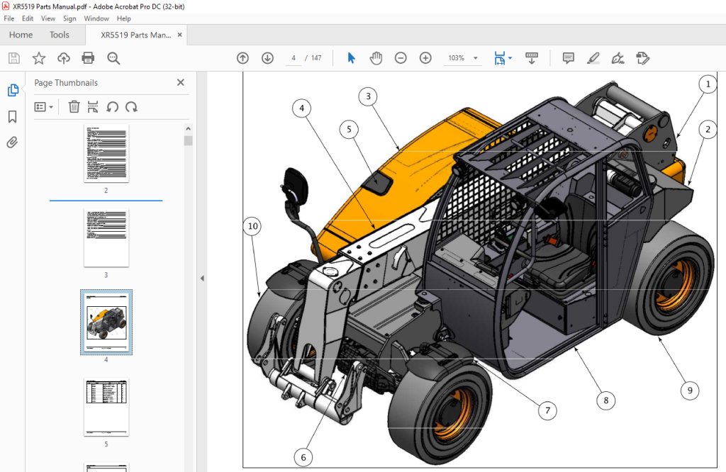 Xtreme Telehandler XR5519 Forklift Parts Manual – PDF DOWNLOAD ...