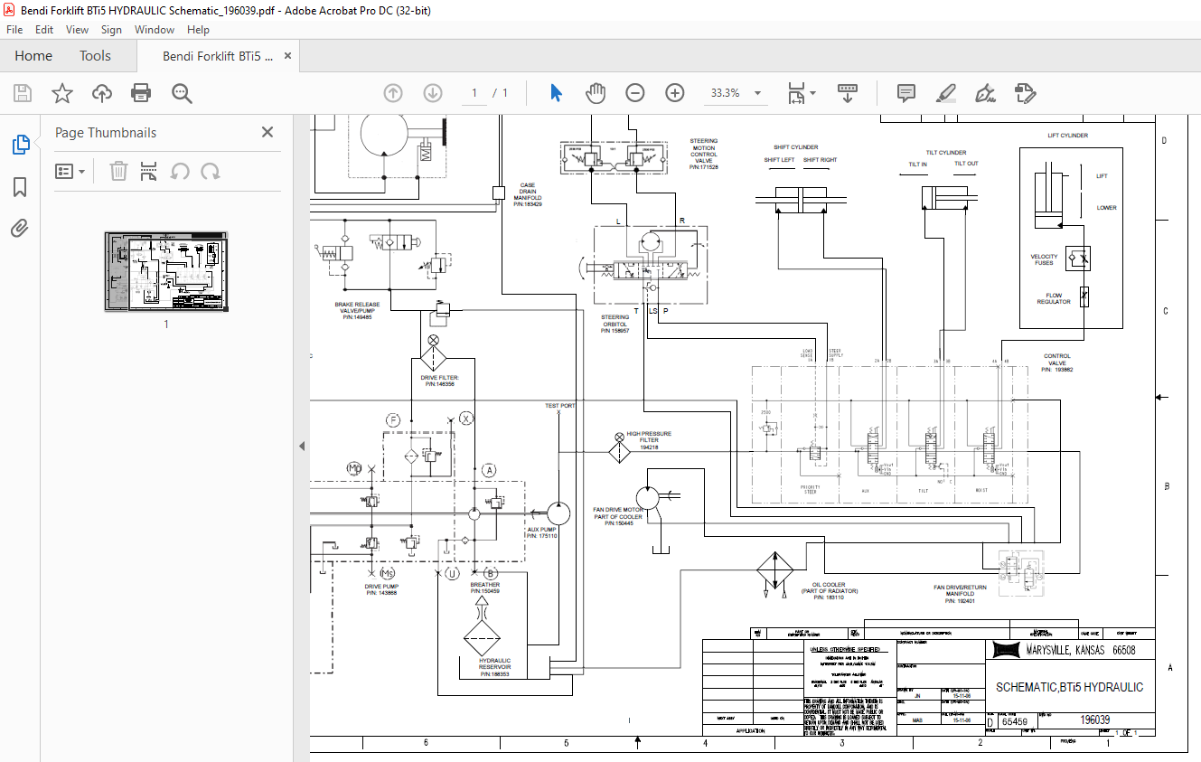 Bendi Forklift BTi5 HYDRAULIC Schematic Manual 196039 - HeyDownloads ...