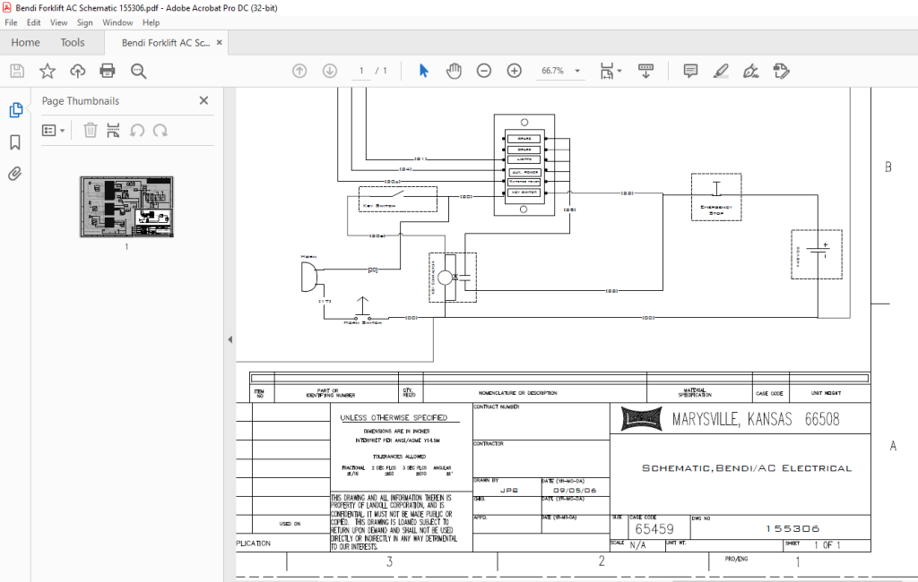 Bendi Landoll Forklift AC Electrical Schematic Manual 155306 PDF