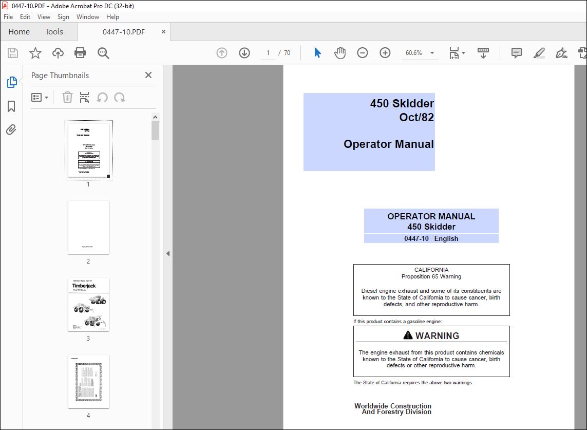 John Deere 450 Skidder Operator's Manual - PDF DOWNLOAD