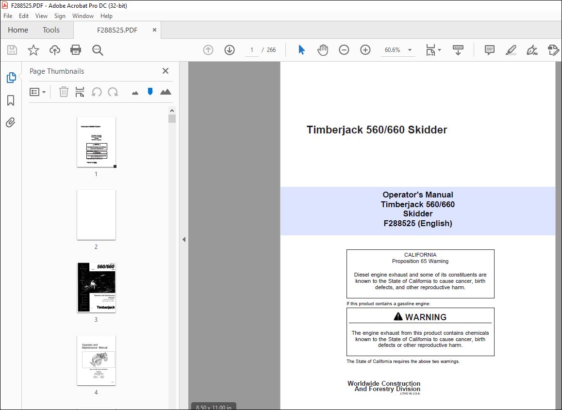 John Deere Timberjack 560/660 Skidder Operator's Manual - PDF DOWNLOAD