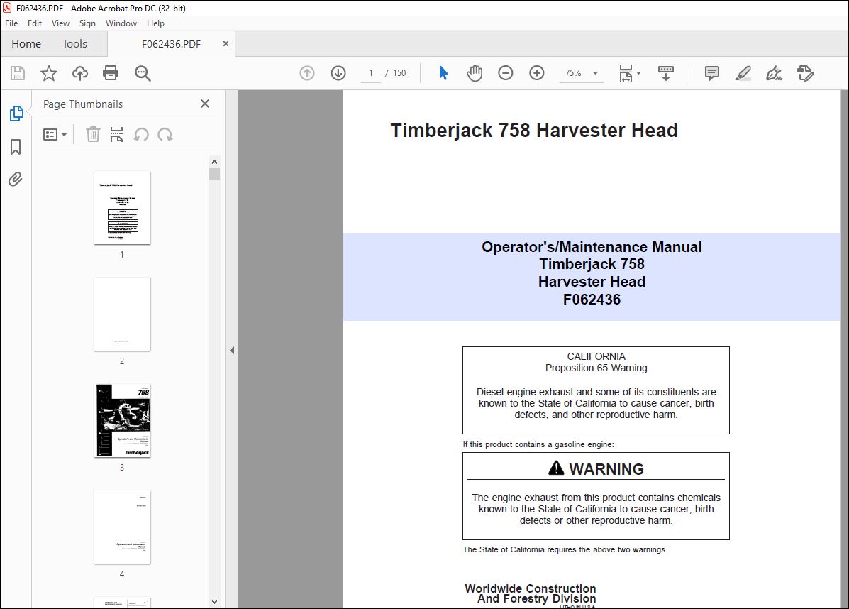 John Deere Timberjack 758 Harvester Head Operator’s Manual – PDF ...