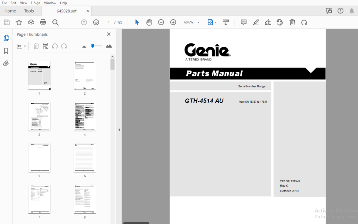 Genie GTH-4514 AU Parts Manual 645028 – PDF DOWNLOAD – HeyDownloads ...