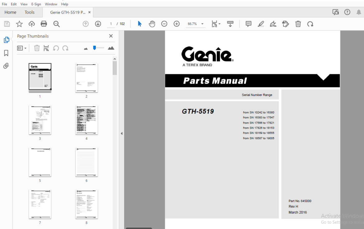 Genie GTH-5519 Parts Manual 645000 - PDF DOWNLOAD - HeyDownloads ...