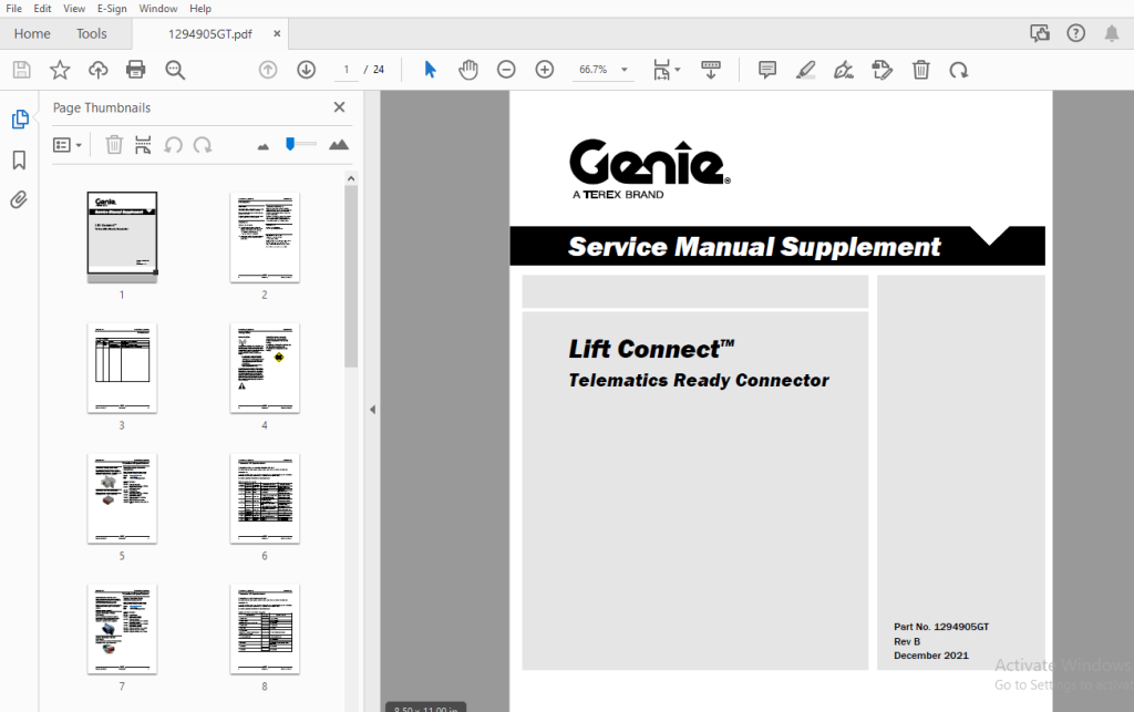 Genie Lift Connect Telematics Ready Connector Service Manual - PDF
