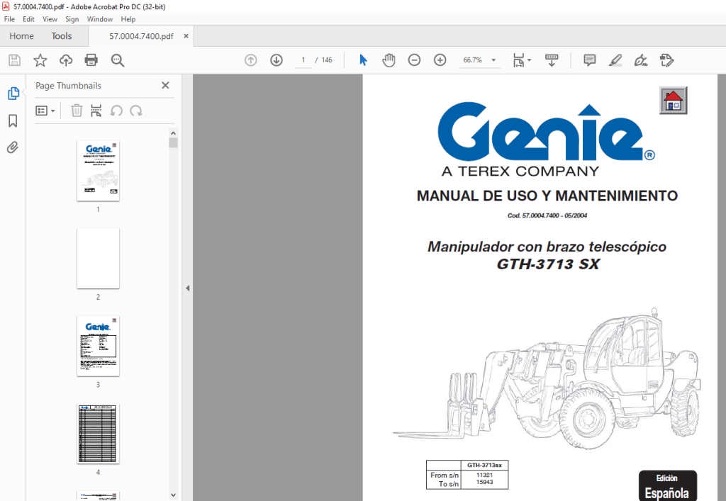 Genie Lift GTH-3713 SX MANUAL DE USO Y MANTENIMIENTO PDF - HeyDownloads ...