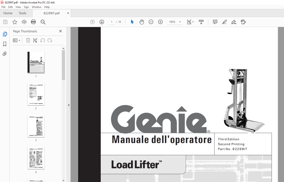 Genie Lift Load Lifter Manuale dell'operatore 82299 PDF - HeyDownloads ...