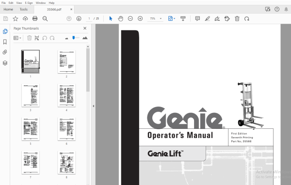 Genie Lift Operator's Manual 35566 - PDF DOWNLOAD