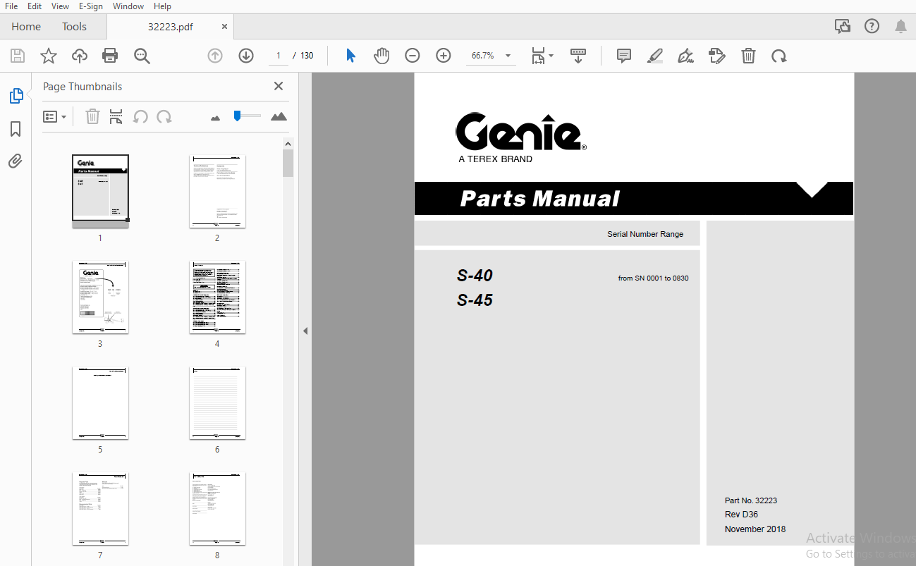 Genie S-40 S-45 Parts Manual 32223 – PDF DOWNLOAD – HeyDownloads ...