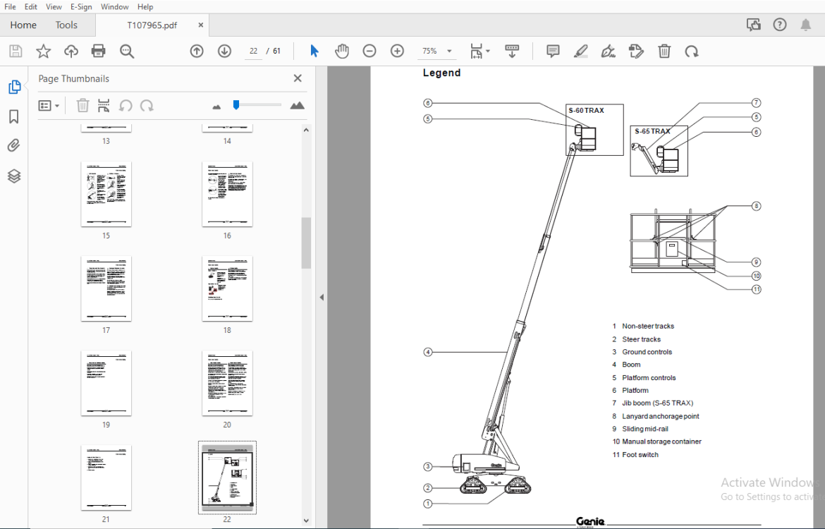 Genie S-60 Trax S-65 Trax Operator's Manual T107965 - PDF DOWNLOAD ...