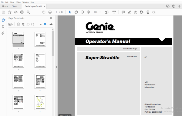 Genie Super-Straddle Operator’s Manual 1298032 – PDF DOWNLOAD ...
