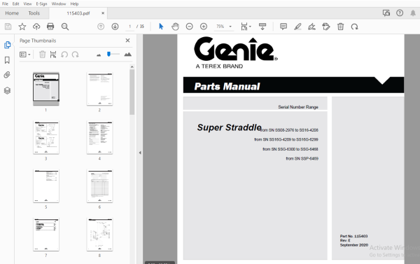 Genie Super Straddle Parts Manual 115403 - PDF DOWNLOAD - HeyDownloads ...