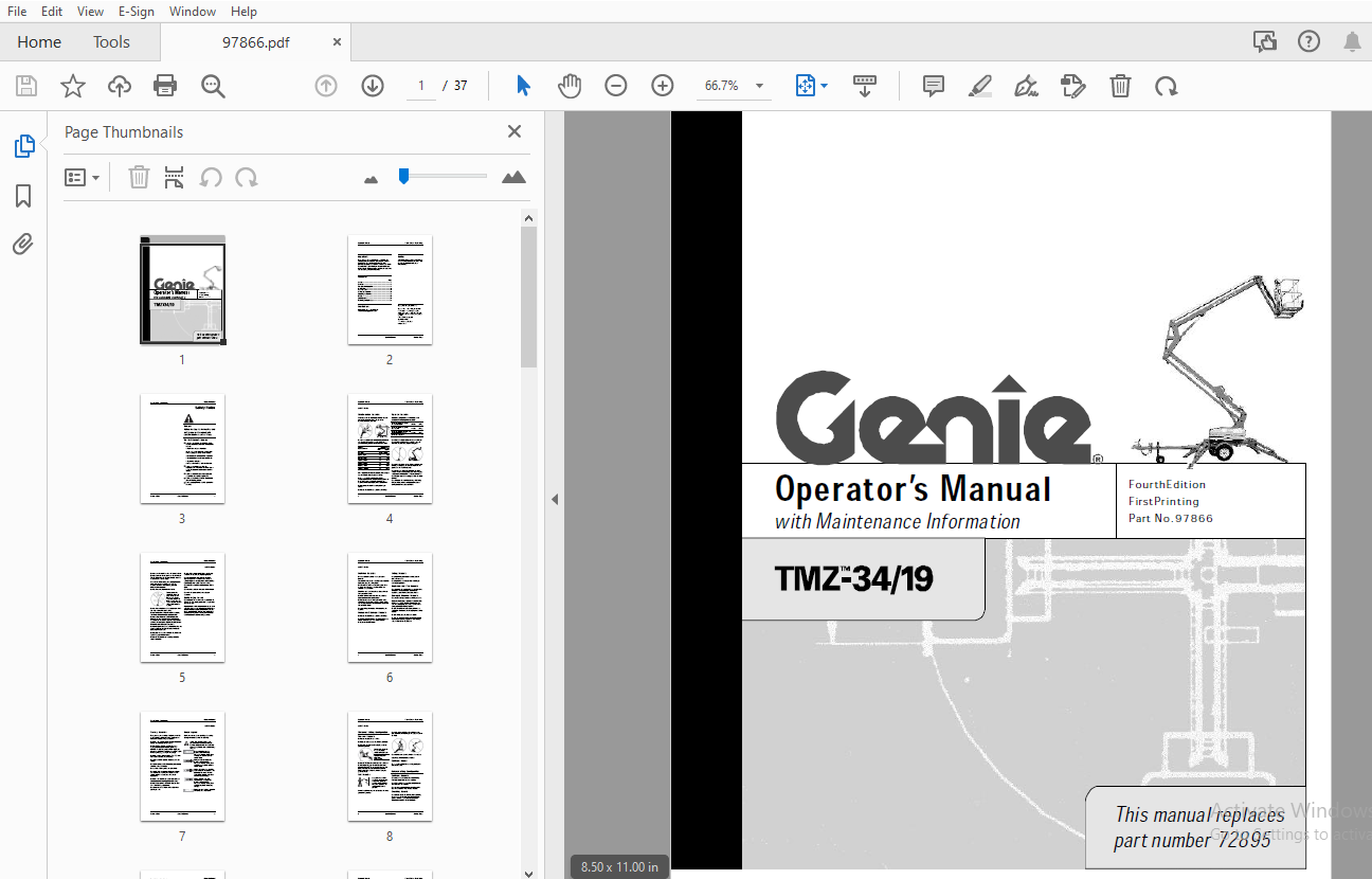 Genie TMZ-34/19 Operator's Manual 97866 - PDF DOWNLOAD