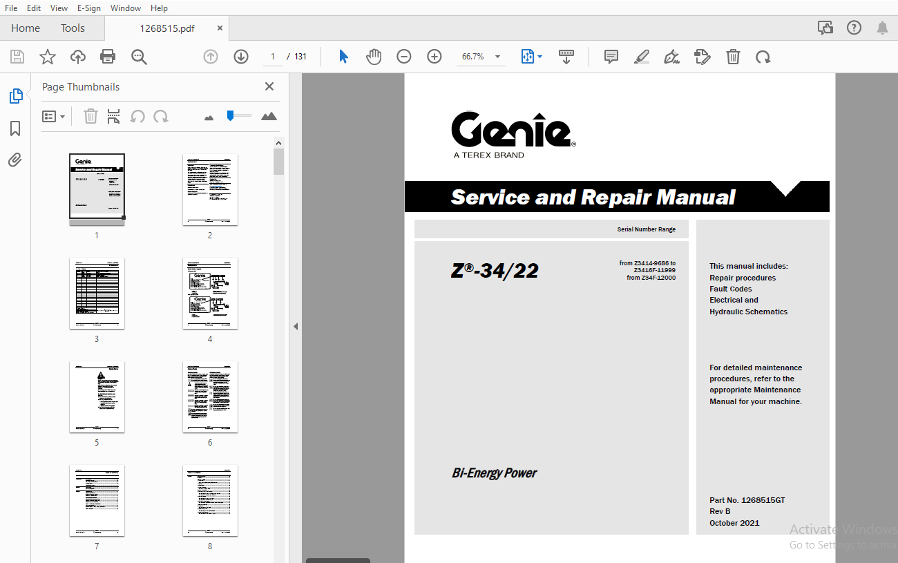 Genie Z-34/22 Service & Repair Manual 1268515 - PDF DOWNLOAD ...