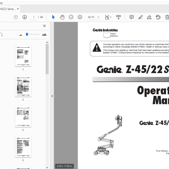 Genie Z-45/22 Series Operator's Manual 41960 - HeyDownloads - Manual ...
