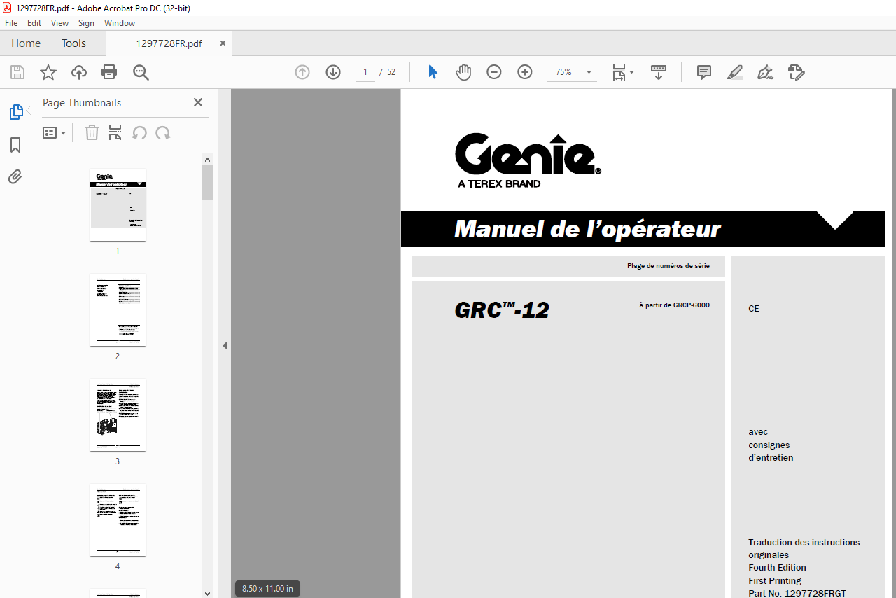 Genie lift GRC™-12 Manuel de l’opérateur 1297728 - HeyDownloads ...