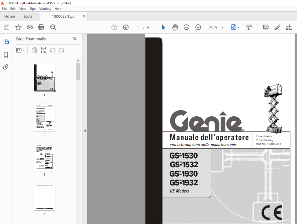 Genie lift GS-1530 GS-1532 GS-1930 GS-1932 Manuale dell’operatore ...