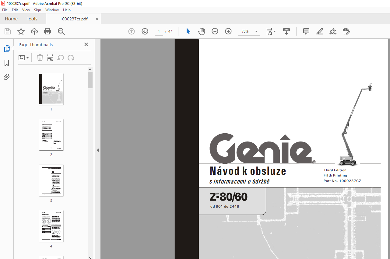 Genie lift Z-80/60 Návod k obsluze Manual 1000237 - HeyDownloads ...