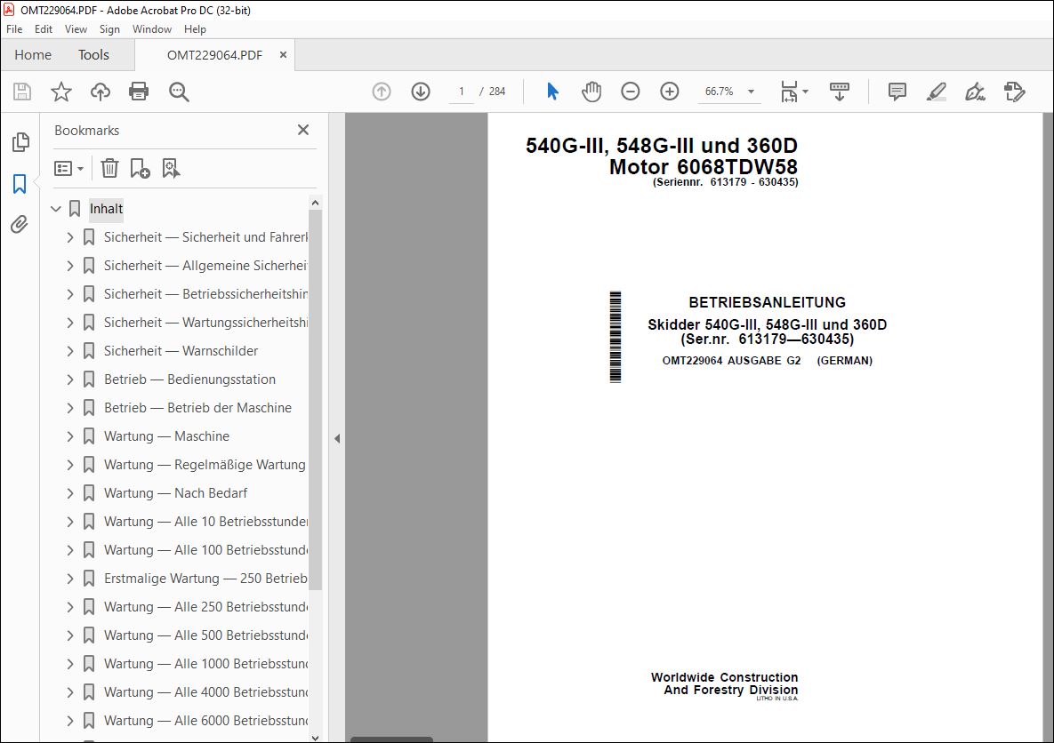 John Deere Skidder 540G-III 548G-III & 360D BETRIEBSANLEITUNG PDF ...