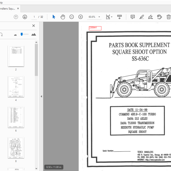 Terex Handlers Square Shooter SS-842C Parts Manual 234894 - PDF ...