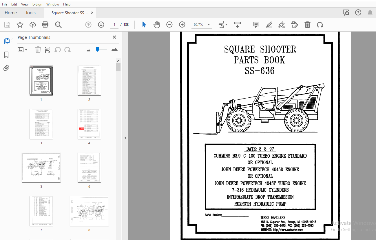 Terex Handlers Square Shooter SS-636 Parts Manual 234879 - PDF DOWNLOAD ...