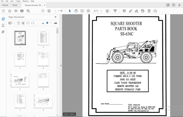 Terex Handlers Square Shooter SS-636C Parts Manual 234881 - PDF ...