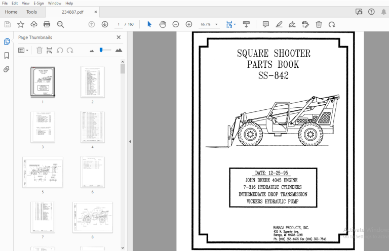 Terex Handlers Square Shooter SS-842 Parts Manual 234887 - PDF DOWNLOAD