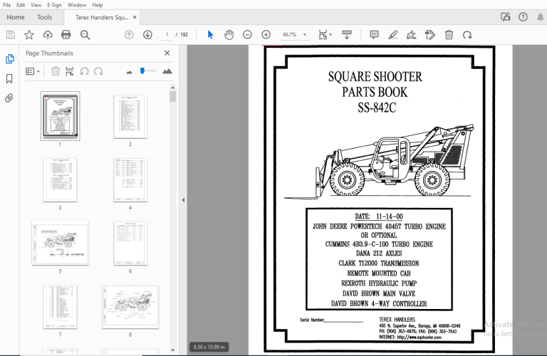 Terex Handlers Square Shooter SS-842C Parts Manual 234894 - PDF DOWNLOAD