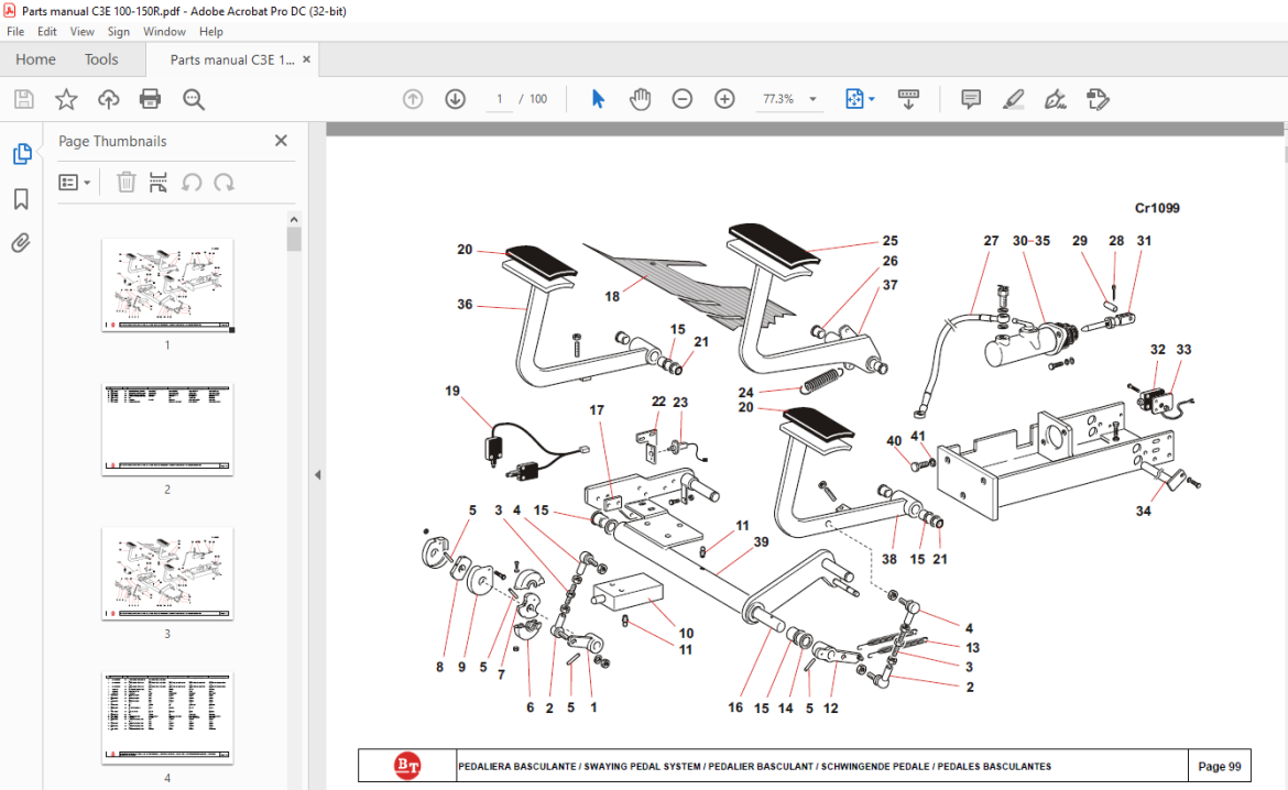 BT Electric Forklift C3E100R C3E130R C3E150R Parts Manual – PDF ...