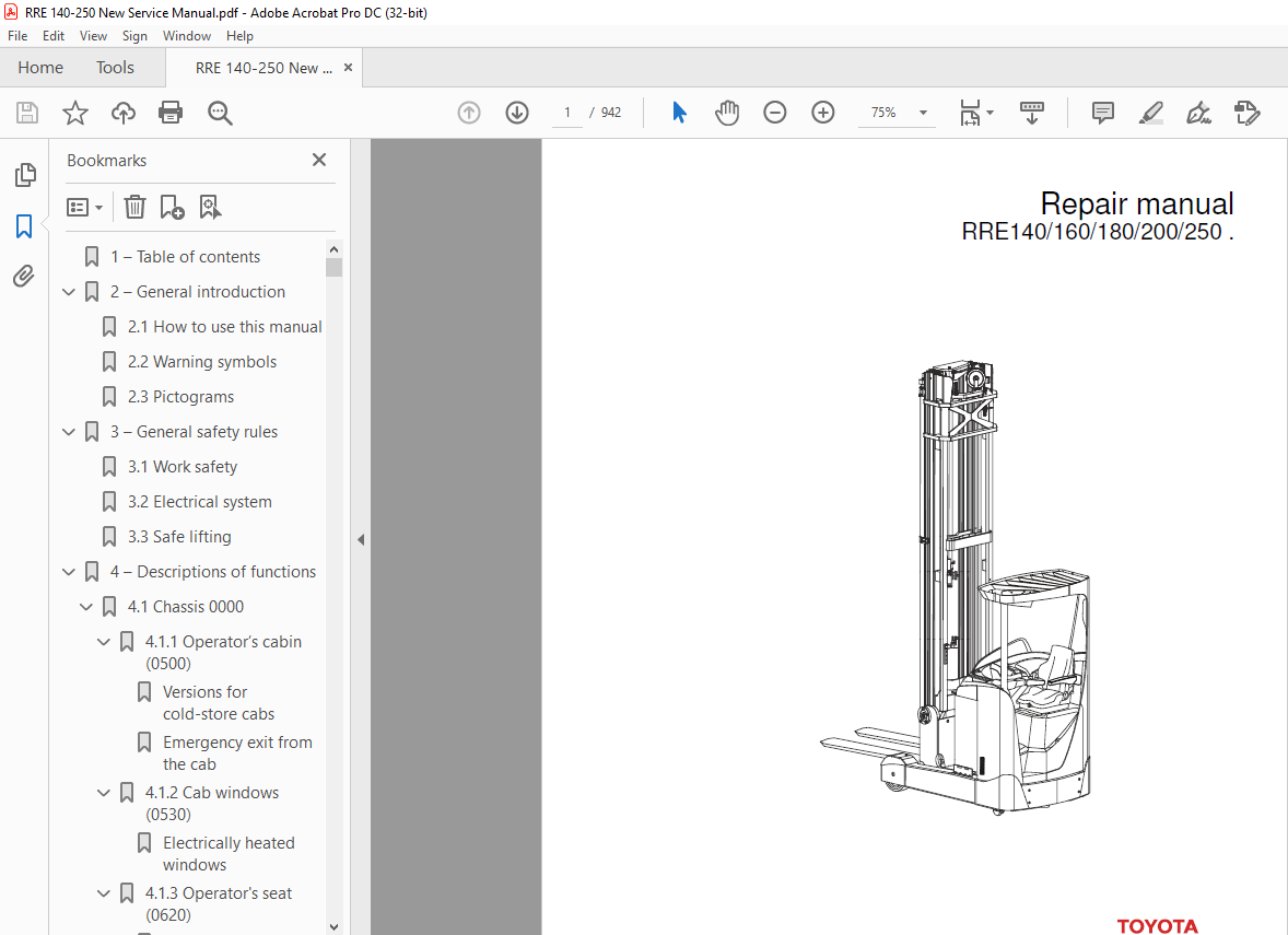 Toyota Electric Forklift Service Manual