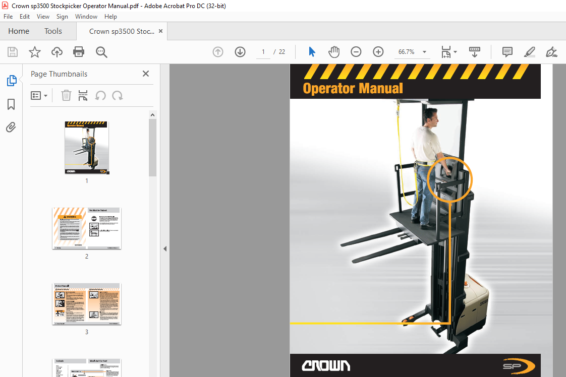 Crown sp3500 Stockpicker Operator Manual PDF - HeyDownloads - Manual ...