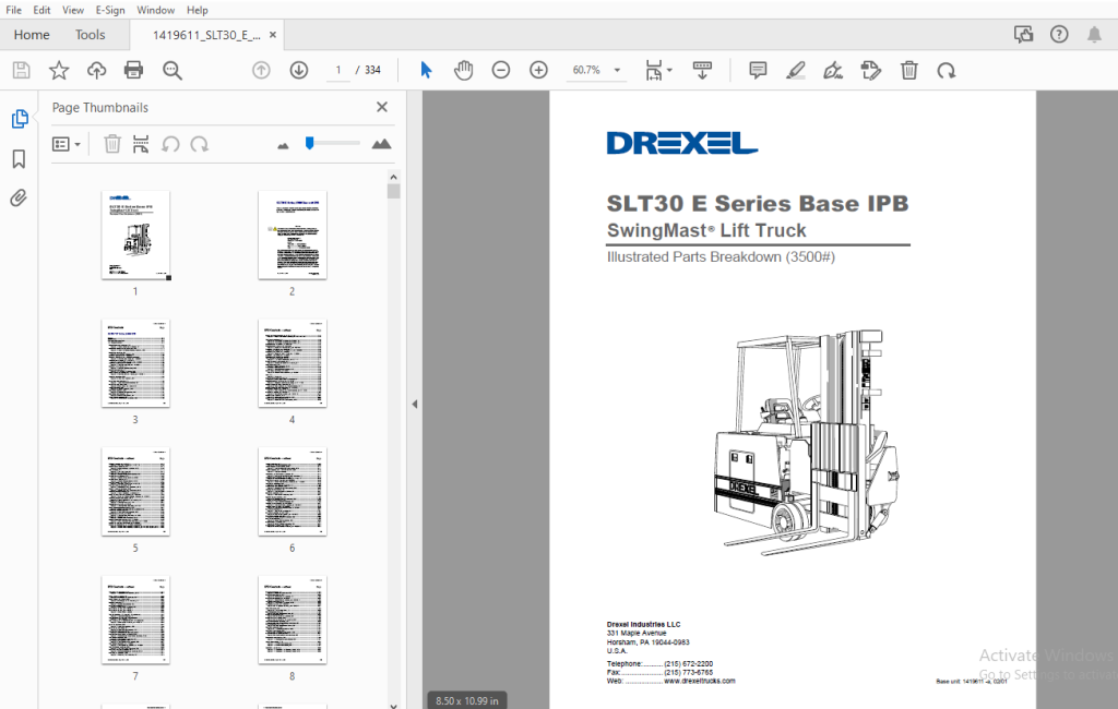Drexel SwingMast Lift Truck SLT30 E Series Base IPB Parts Manual - PDF ...
