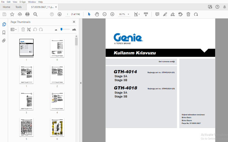 Genie GTH-4014 Stage 3A Stage 3B GTH-4018 Stage 3A Stage 3B Kullanım ...