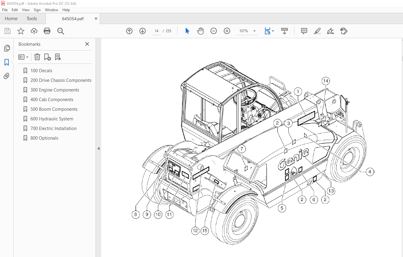 Genie Telehandler GTH-5519 Parts Manual 645054 - PDF DOWNLOAD