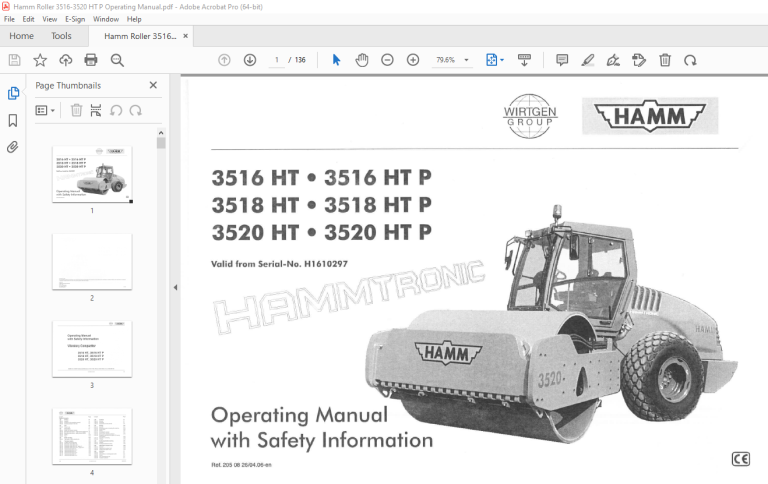 Hamm 3516 HT 3516 HT P 3518 HT 3518 HT P 3520 HT 3520 HT P Operating ...