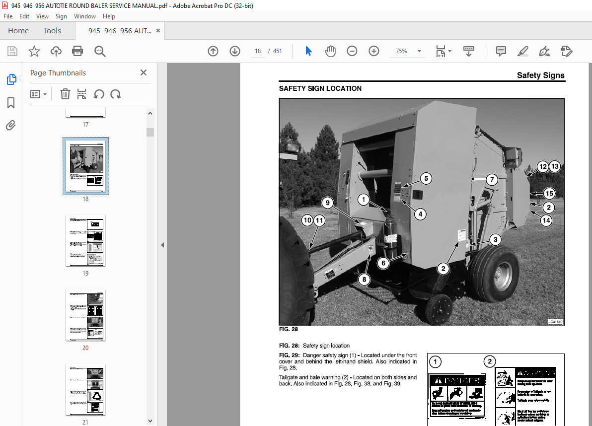 Hesston EU Hay Equipment 945 946 956 Autotie Round Baler Service Manual ...