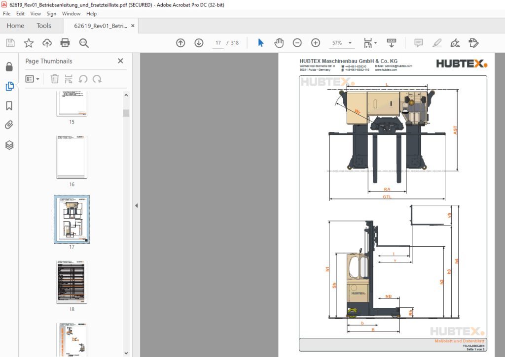 Hubtex Forklift MD30 Betriebsanleitung_und_Ersatzteillisten Manual ...