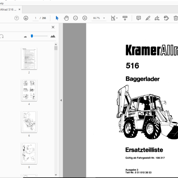 Kramer Allrad 512 SL/SLx Wheel loader Parts Manual - PDF DOWNLOAD