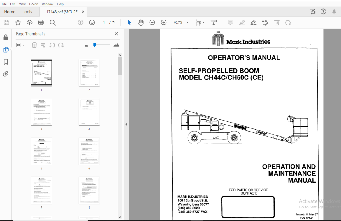 MARKLIFT MODEL CH44C/CH50C (CE) SELF-PROPELLED BOOM OPERATOR’S MANUAL ...