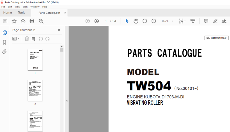 Sakai Vibrating Roller TW504 Parts Catalogue Manual - PDF DOWNLOAD ...