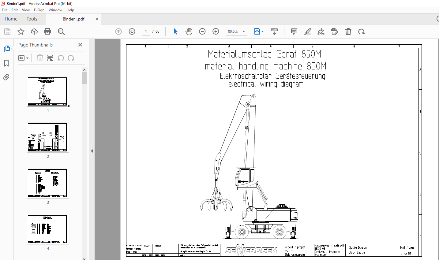 Sennebogen 850M Material Handling Electrical Wiring Manual PDF
