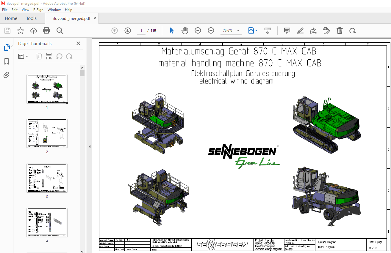 Sennebogen 870-C MAX-CAB Material Handling Electrical Wiring Manual PDF ...