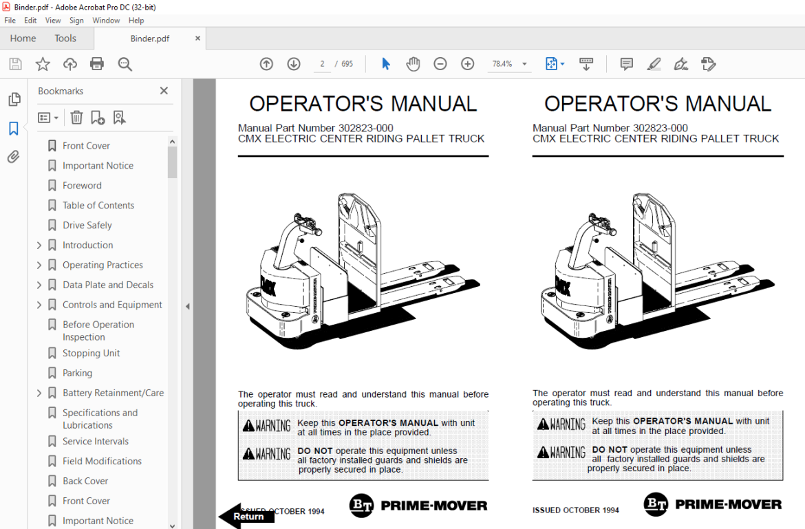 BT Forklift CMX60/80 Operator Manuals - PDF DOWNLOAD - HeyDownloads ...