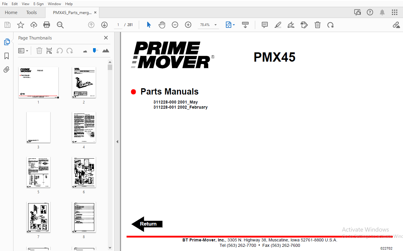 BT Prime Mover PMX45 Parts Manual - PDF DOWNLOAD