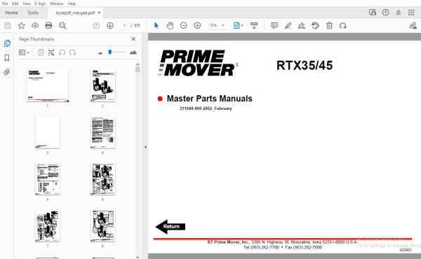 BT Prime Mover RTX35/45 Master Parts Manual – PDF DOWNLOAD ...